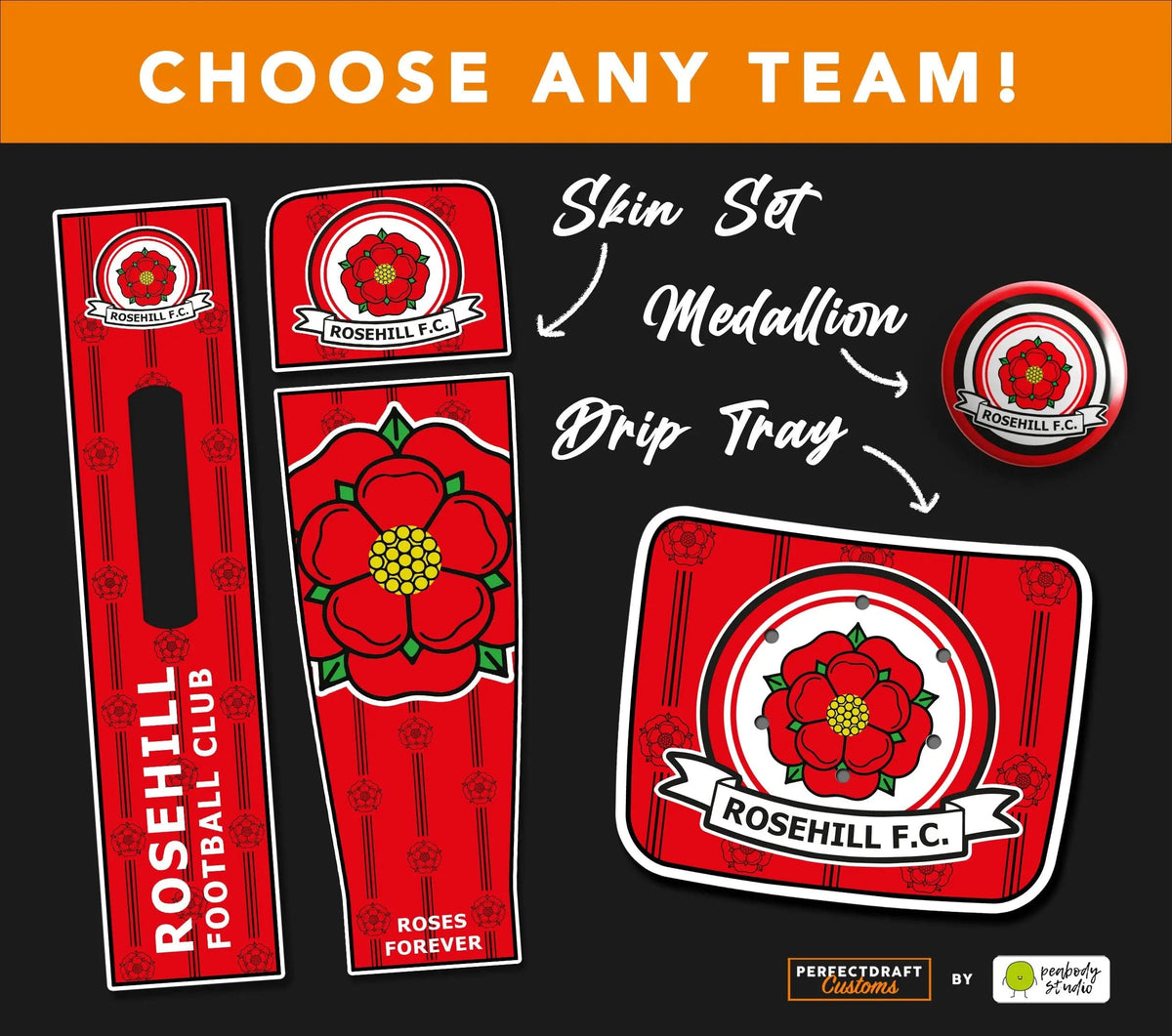 Custom Football Team Perfect Draft Skin, Drip Tray and Medallion Set ...